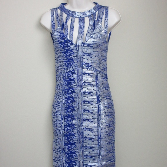Sara Boo | Dresses | Sara Boo Royal Blue Metallic Bodycon Dress Size S ...